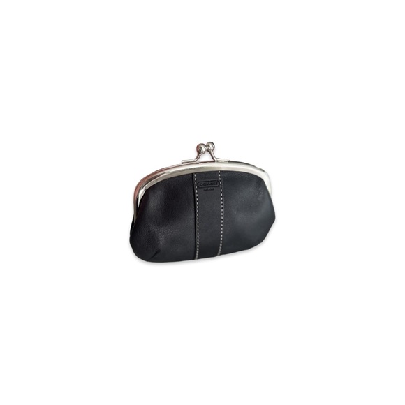 Coach | Bags | Coach Mini Kisslock Vintage Coin Pouch Black Leather ...